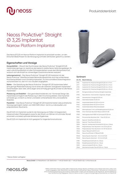 Neoss ProActive Straight Dental Implant | SpotImplant