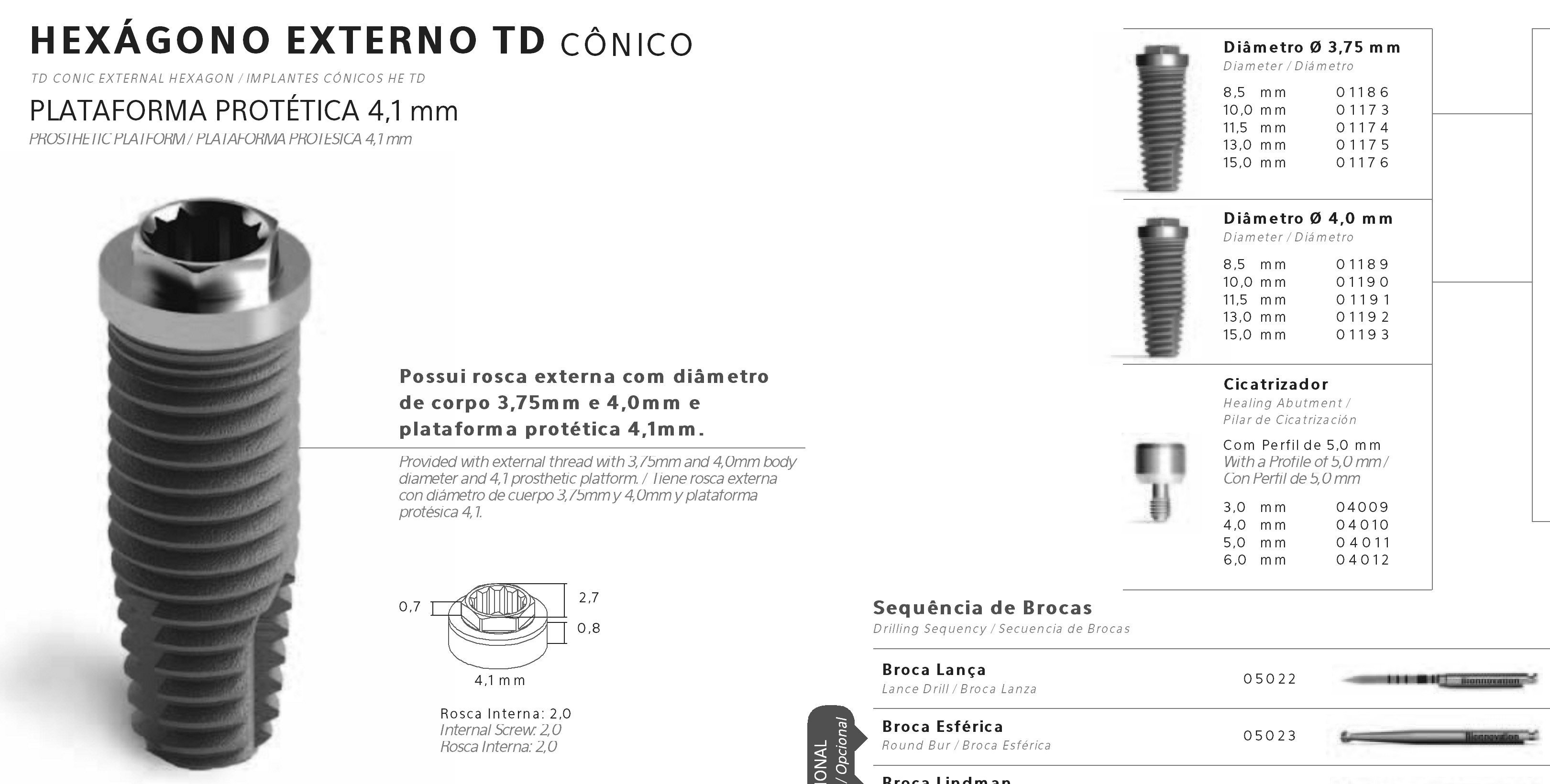 Bionnovation Hexagono Externo HE TD Conico RP Implant dentaire ...