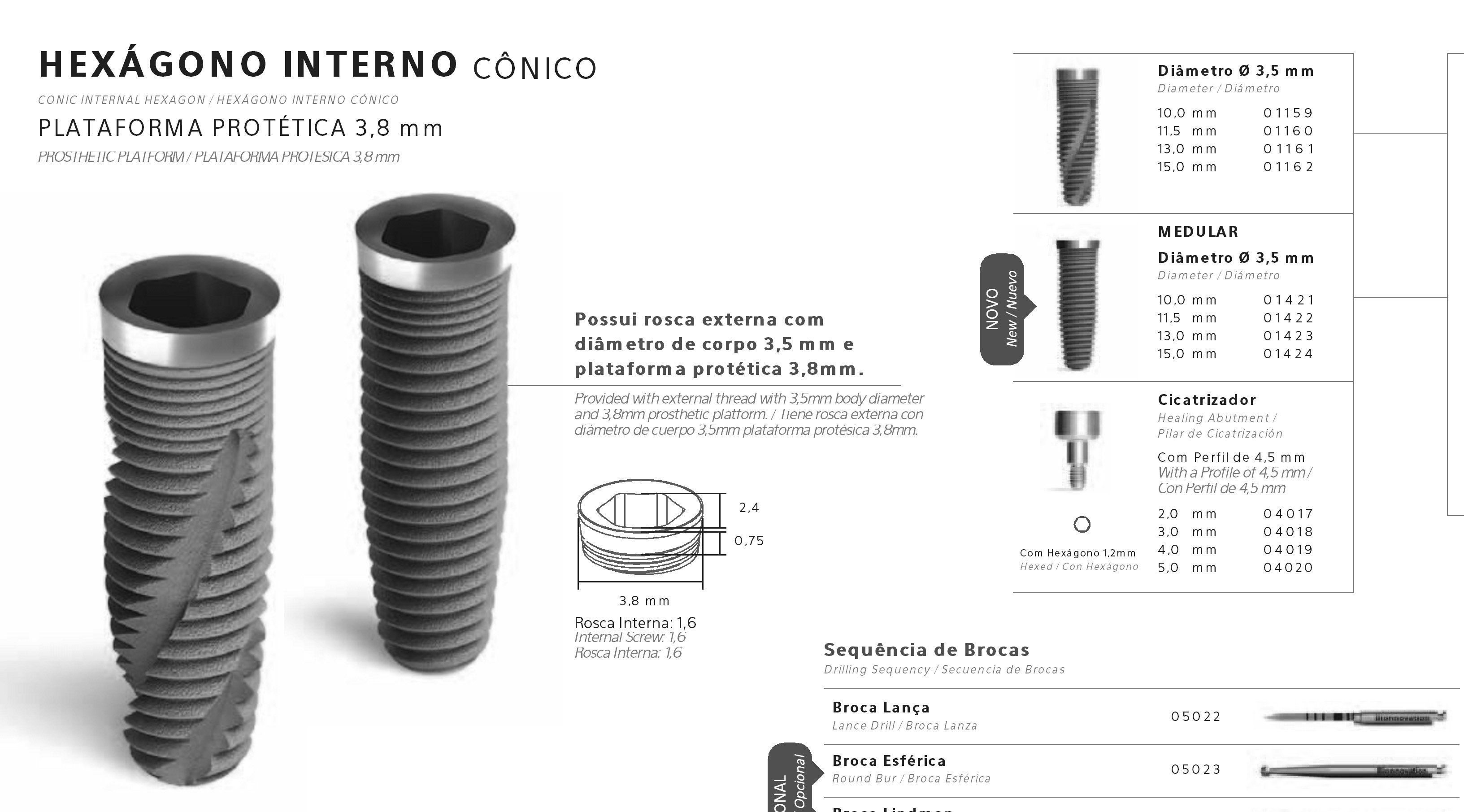 Bionnovation Hexagono Interno HI Conico Medular Implante dental ...