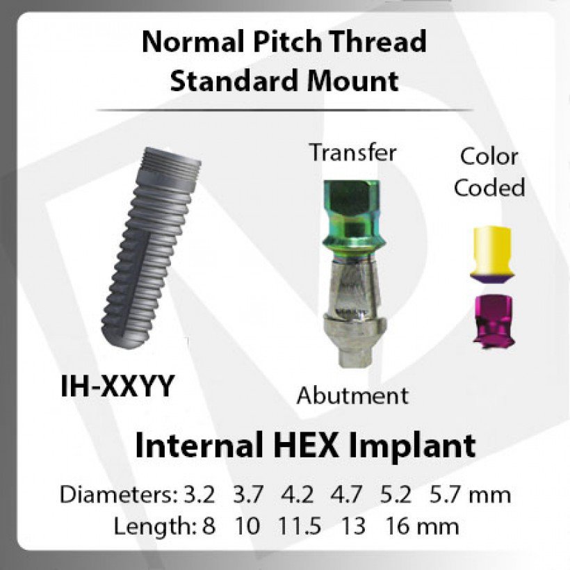 Implantpart Internal Hex Compatible Regular Pitch Threads Dental ...