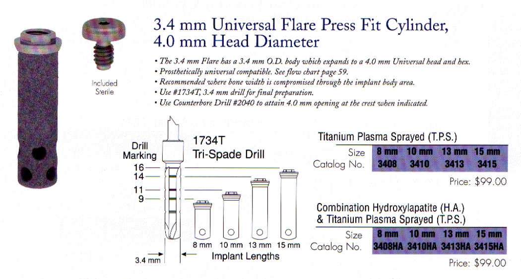 IMTEC Universal Flare Press Fit Cylinder Dental Implant | SpotImplant