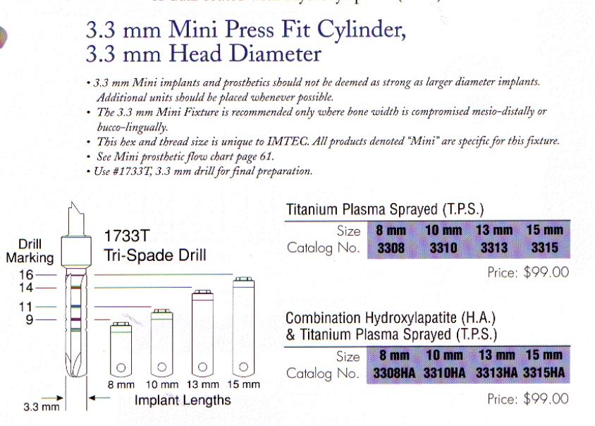 IMTEC Press Fit Cylinder Dental Implant | SpotImplant