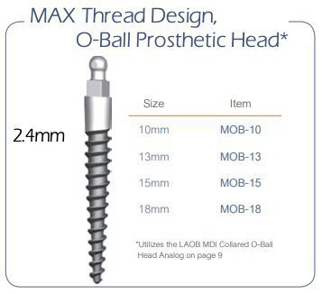 IMTEC Sendax MDI Max Collared (O-ball Head, tapered) Implant dentaire ...