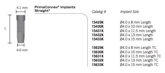 Keystone Dental (Lifecore Biomedical) PrimaConnex Straight ...