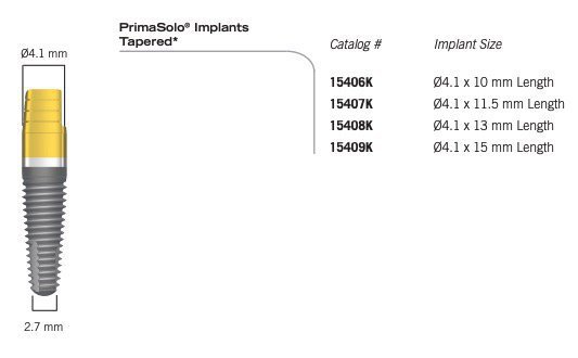 Keystone Dental (Lifecore Biomedical) PrimaSolo Dental Implant ...