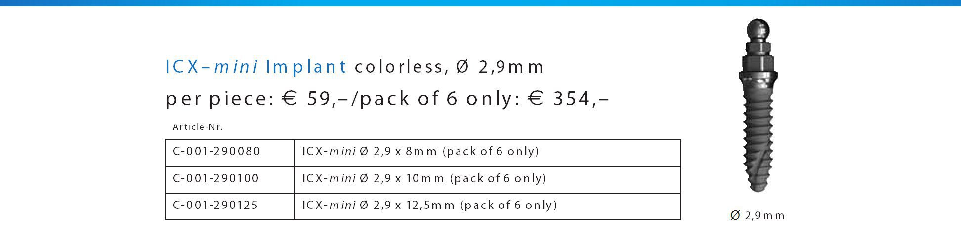 Medentis Medical ICX Mini Implant dentaire | SpotImplant