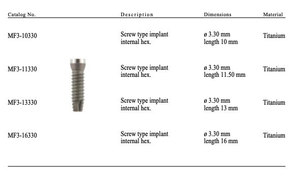 MIS Internal Hexagon (MF3) Dental Implant | SpotImplant