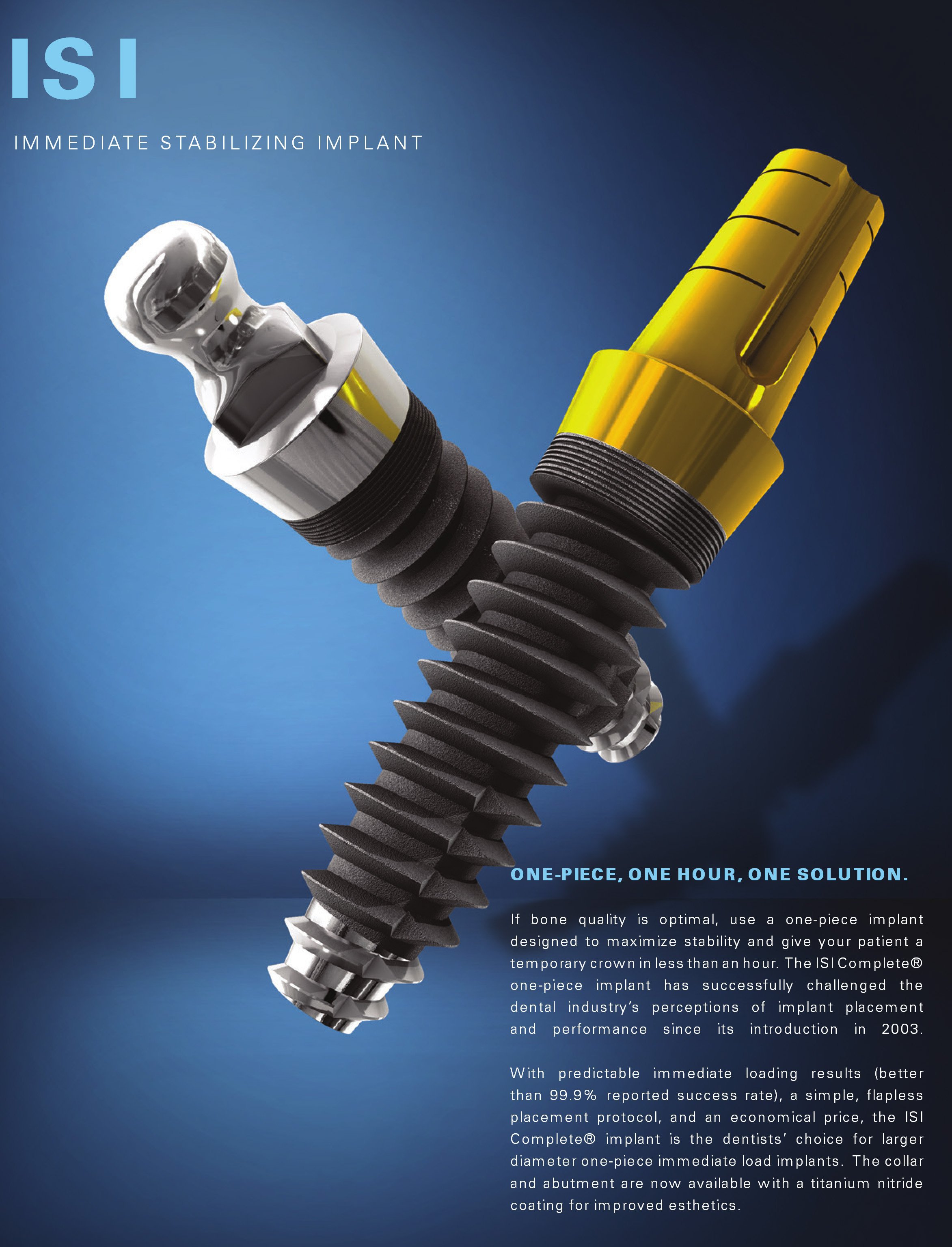 OCO Biomedical Immediate Stabilization (ISI) Crown & Bridge (CB) Dental Implant | SpotImplant